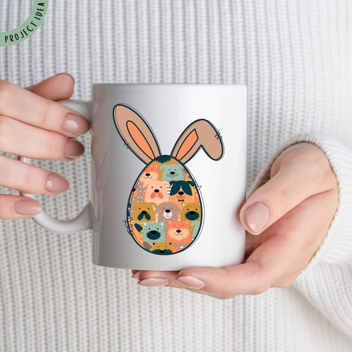 Doodle Easter Bunny Ears Egg Canva Frame Template (digital Download) - Etsy