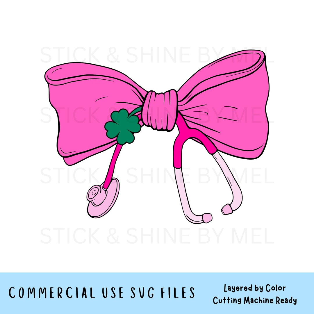 Coquette Shamrock Stethoscope Bow SVG Layered Cutting Machine File V 2 ...