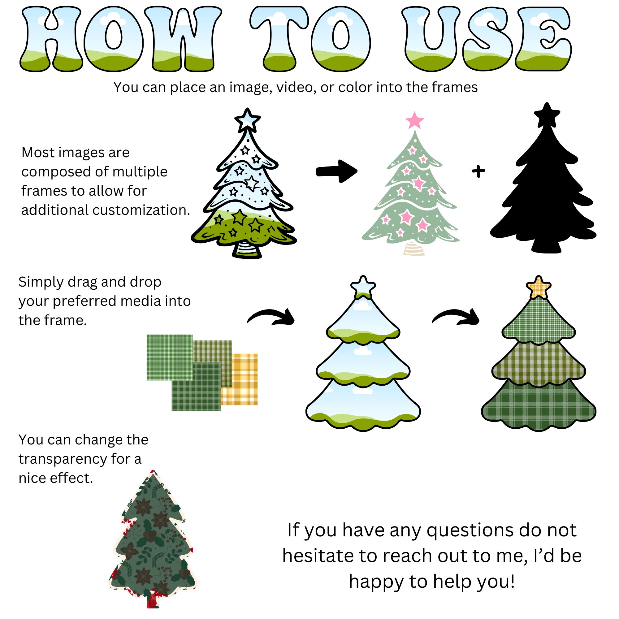 Christmas Tree Canva Frames Mega Bundle, 178 Commercial Use Frames ...