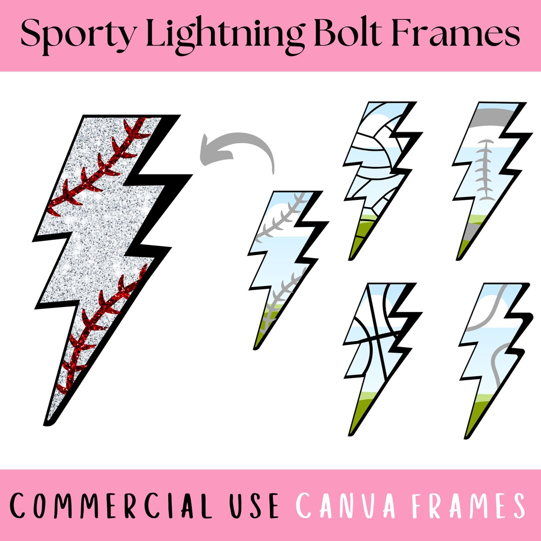 Sporty Lightning Bolt Canva Frames Baseball Football Softball ...