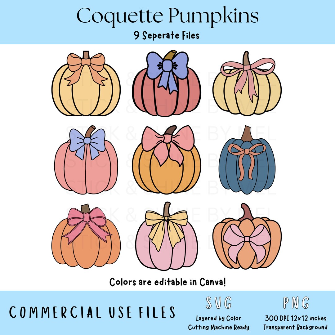 Coquette Pumpkins With Bows Layered SVG Cutting Machine File, Clipart ...