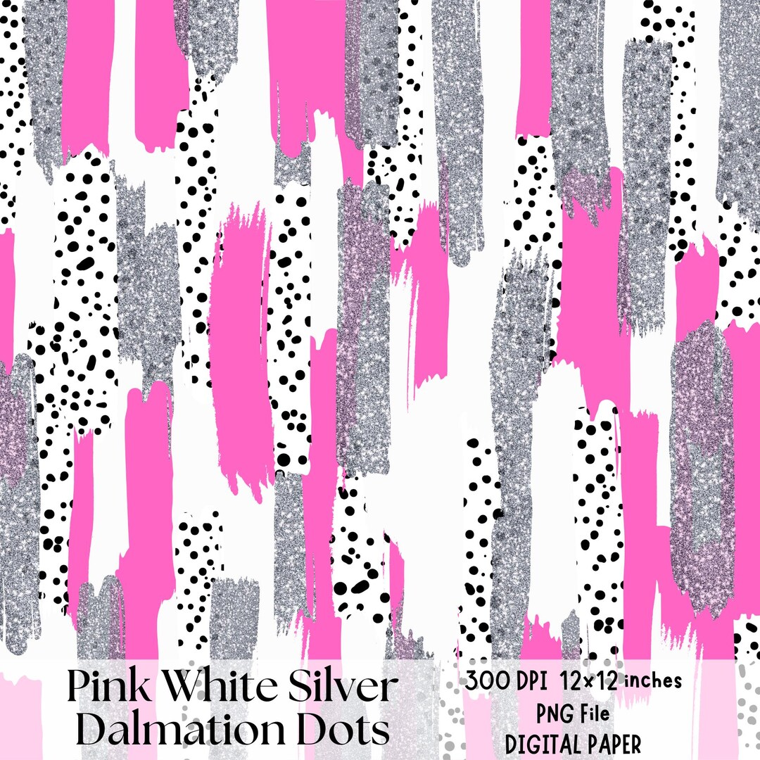 Pink White & Silver Glitter Brushstroke Background Digital Paper PNG ...