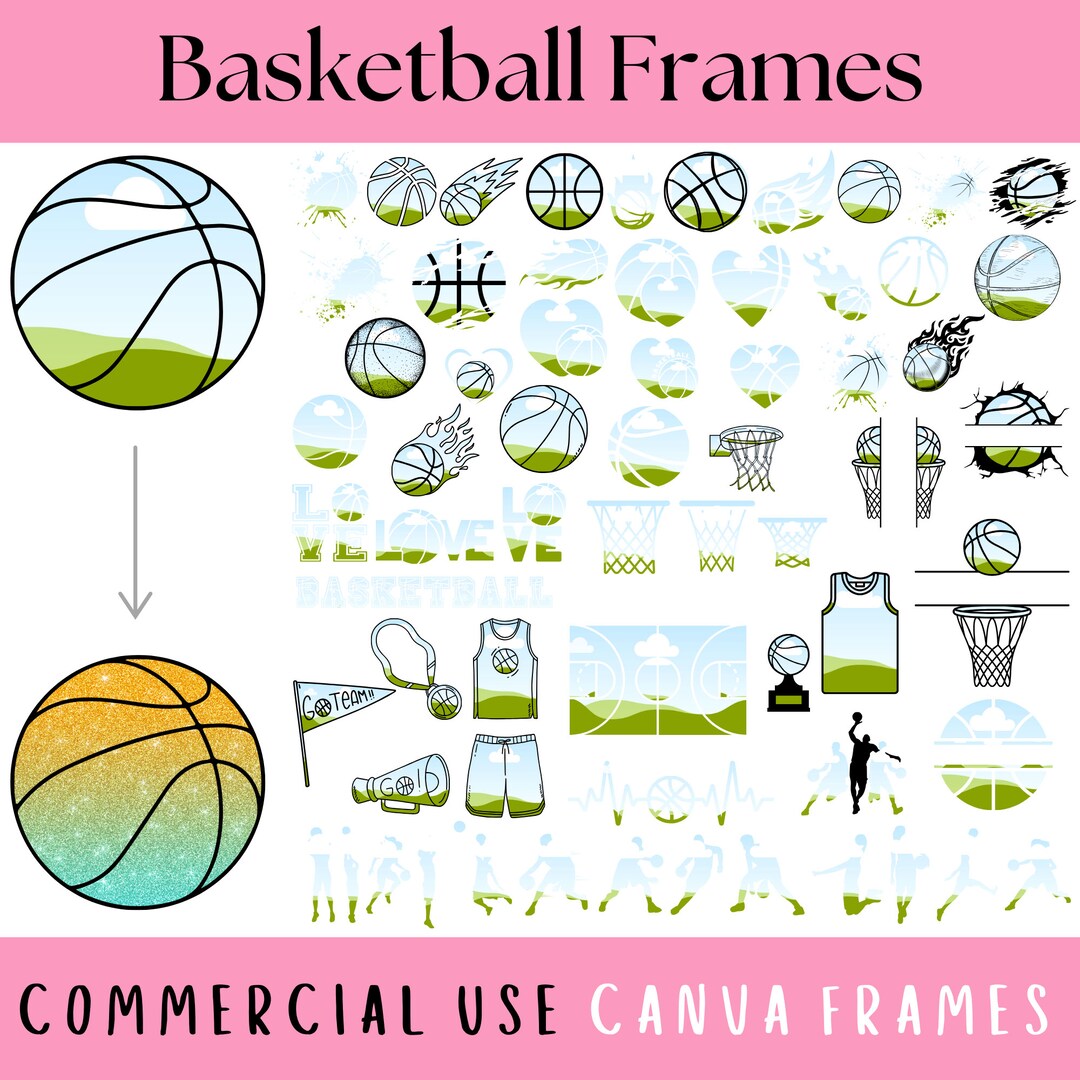 Basketball Canva Frames Template Bundle, Basketball Jersey, Trophy ...