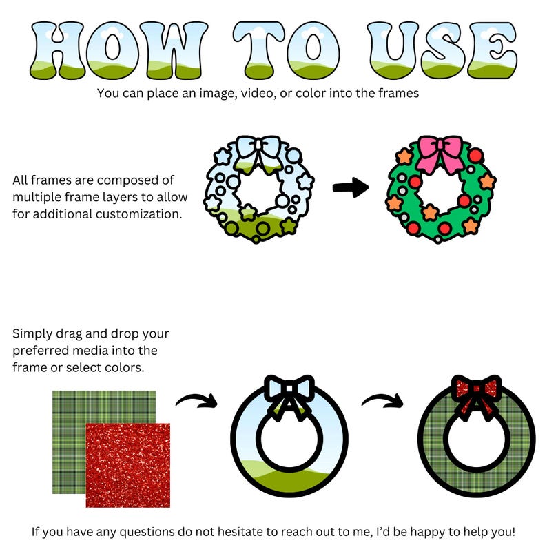 Christmas Wreath Canva Frames Bundle, Coquette Bows Christmas Ribbon ...