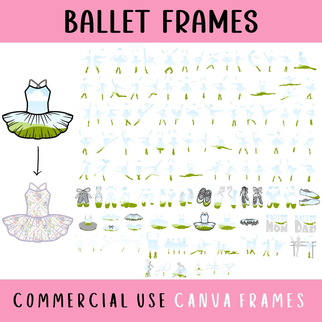 Ballet Canva Frame Editable Templates, Dance Team Clipart Bundle ...