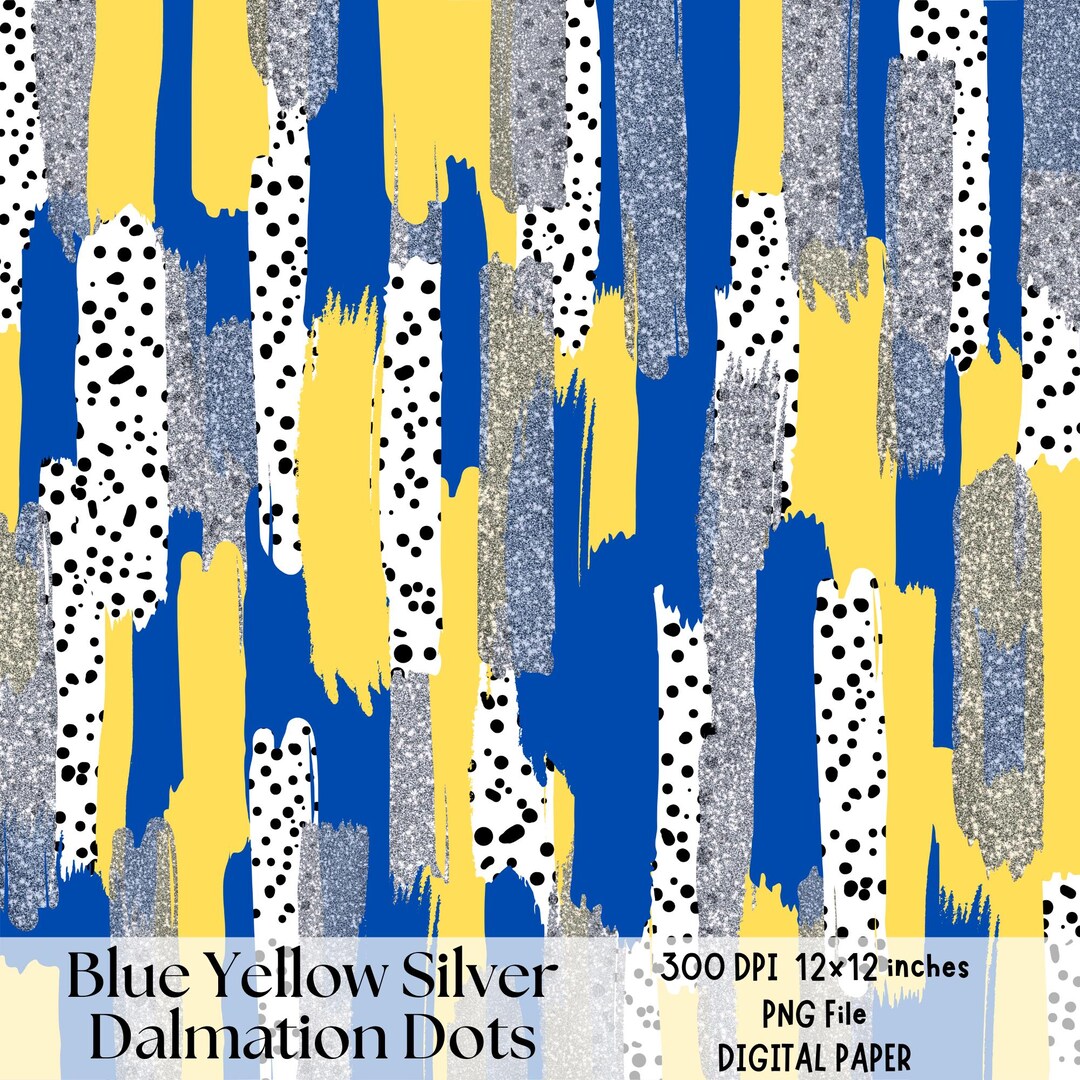Blue Yellow & Silver Glitter Brushstroke Background Digital Paper PNG ...