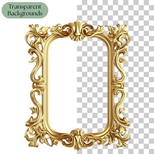 Vintage Gold Frames Clipart PNG File Bundle, Set of Antique Style Gold ...