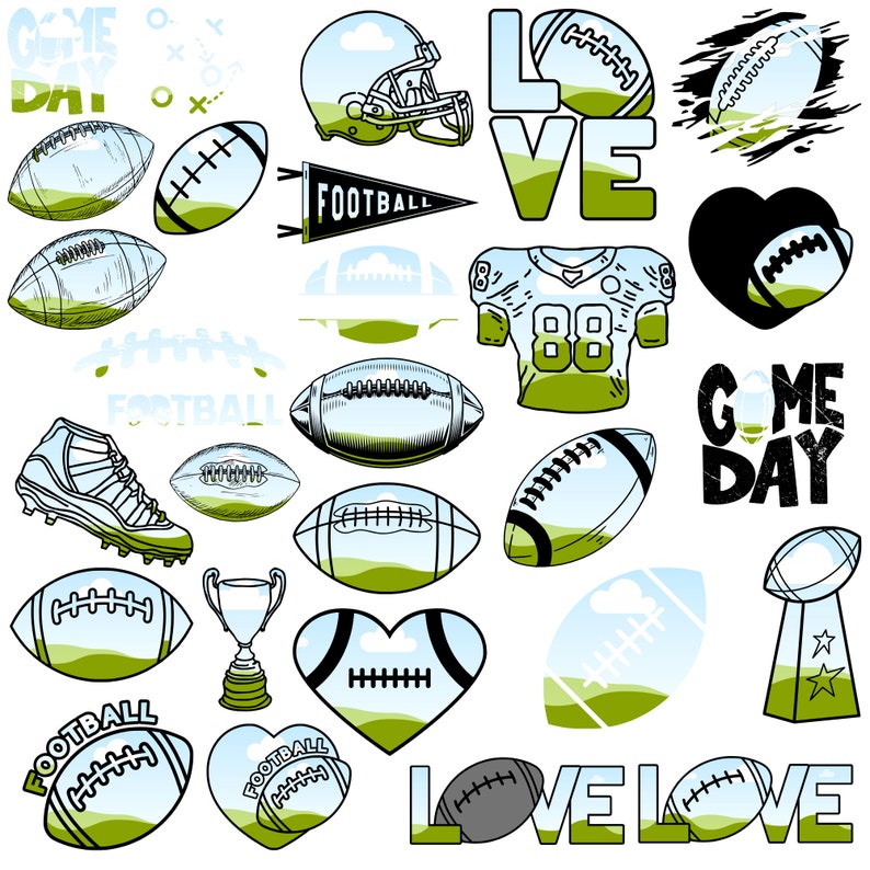 Football Canva Frames Template Bundle, Football Jersey, Trophy, Heart ...