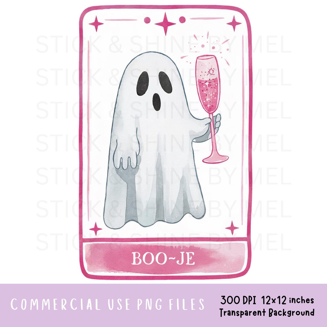 Booje Ghost Tarot Card PNG Sublimation Design, Pink Coquette Wine Lover ...