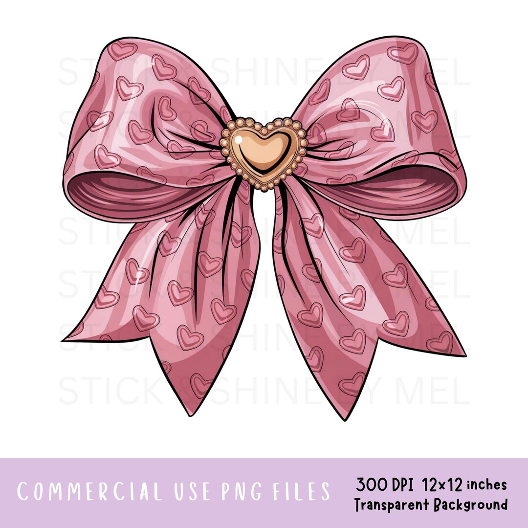 Pink Heart Bow PNG: Valentine's Day Clipart (digital Download) - Etsy