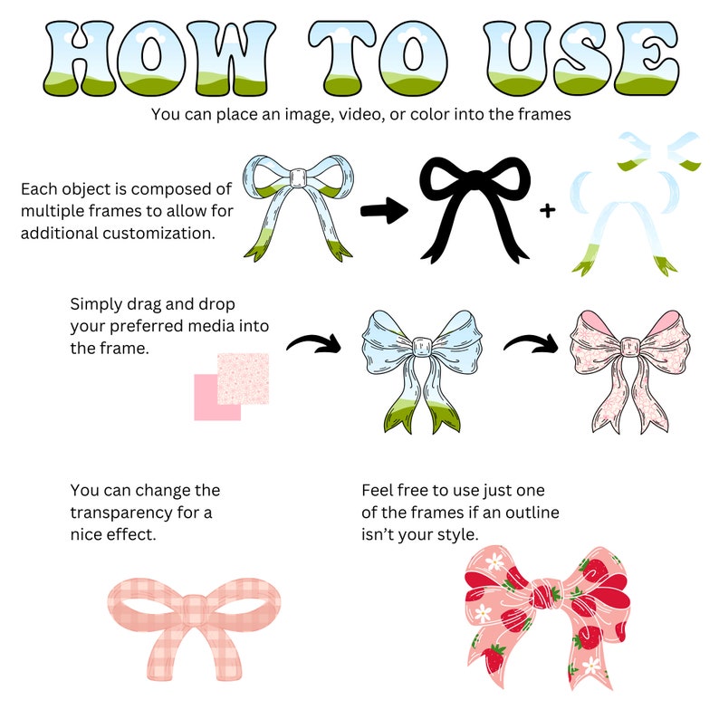 Coquette Bows Canva Frames Pt. 6 Trendy Ribbon Canva Frame Template ...