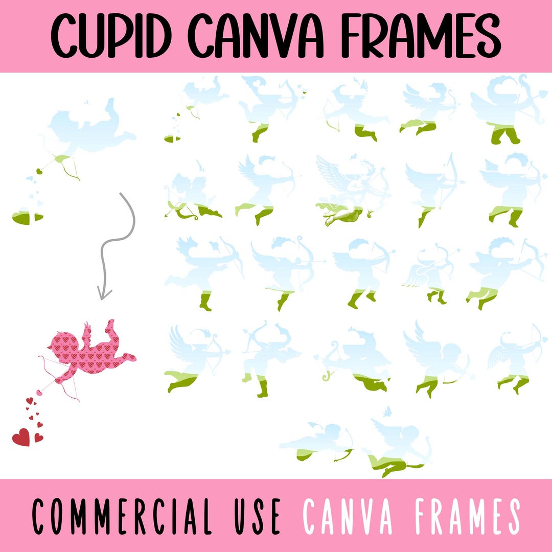 Cupid Canva Frames: Valentine's Day Hearts Design (digital Download) - Etsy