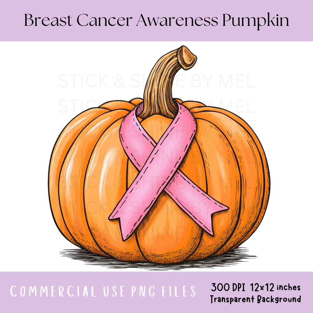 Breast Cancer Awareness Pumpkin PNG File, Awareness Pink Ribbon Fall ...