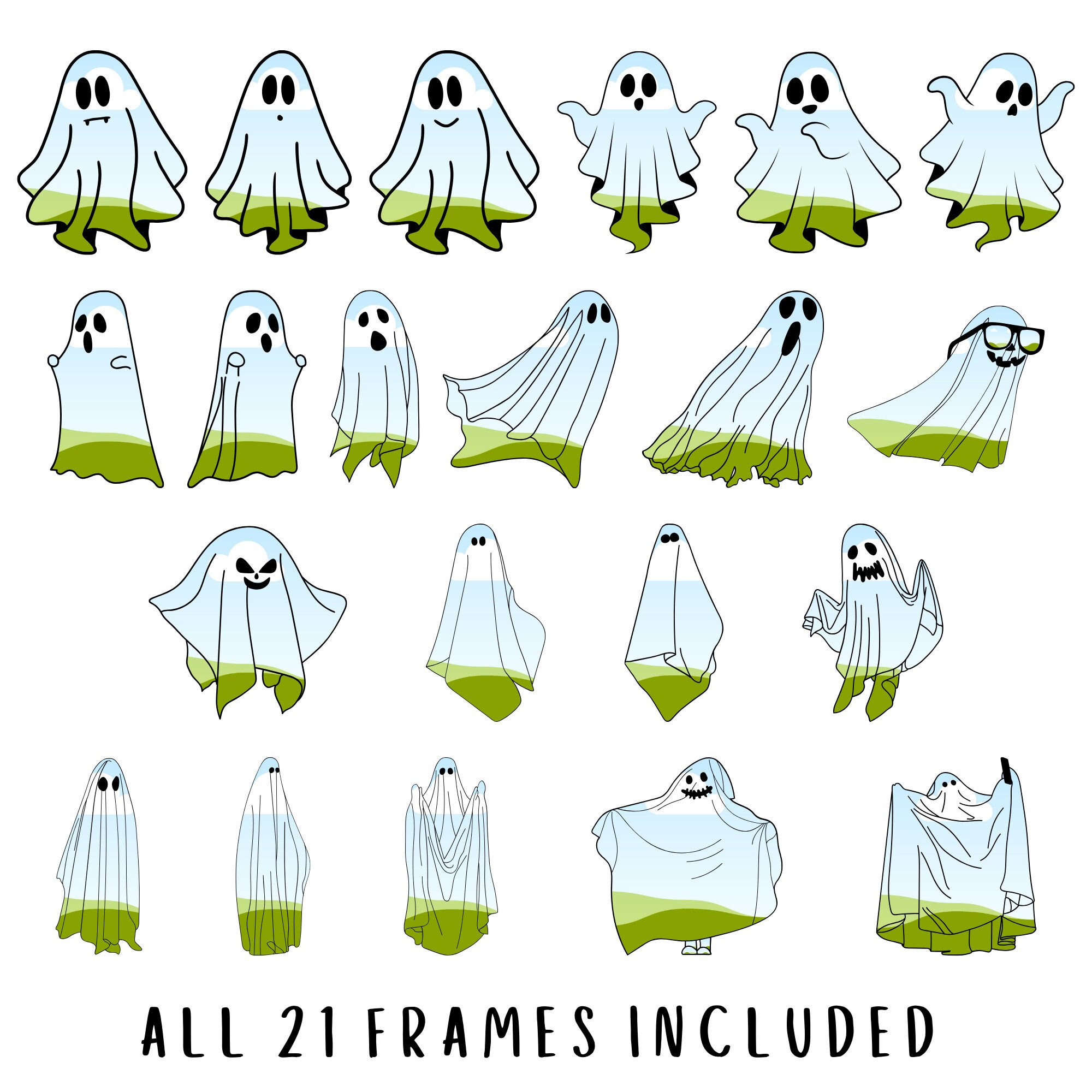 Ghost Canva Frames Pt. 2, Cute Trendy Spooky Editable Canva Templates ...