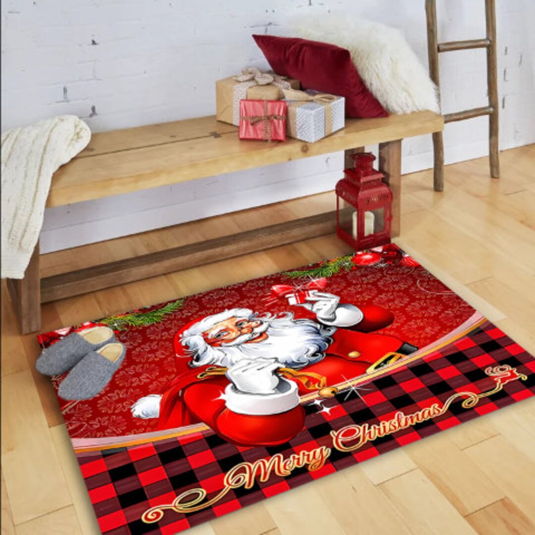 Flannel Merry Christmas Rug Home Decor Rug Christmas - Etsy