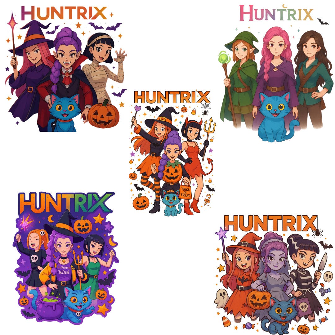 Huntrix Girls Halloween PNG Bundle: Witchy Characters (digital Download ...