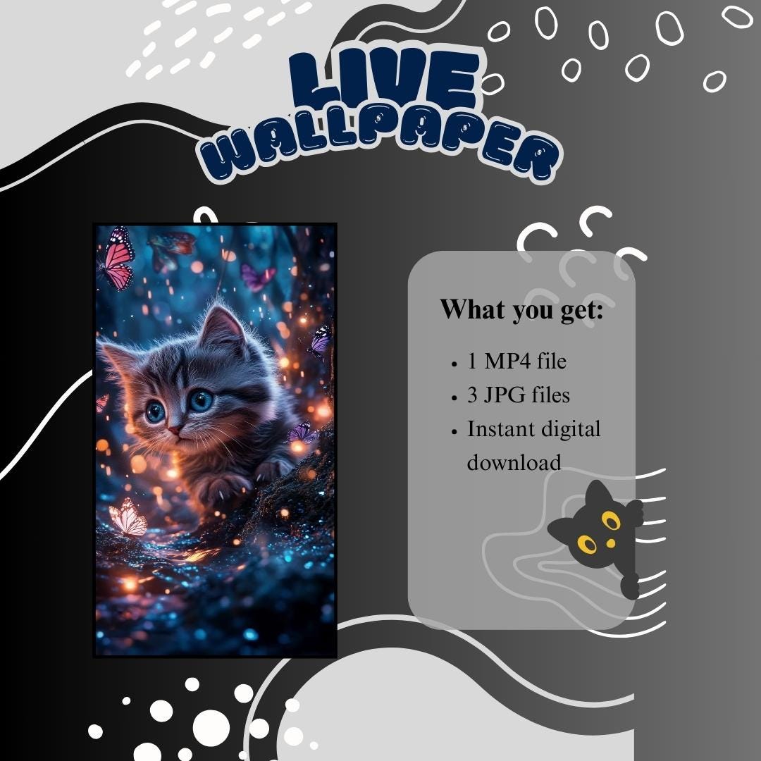 Kawaii Anime Kitten Live Wallpaper 4K | Cute Butterfly Animated Phone ...