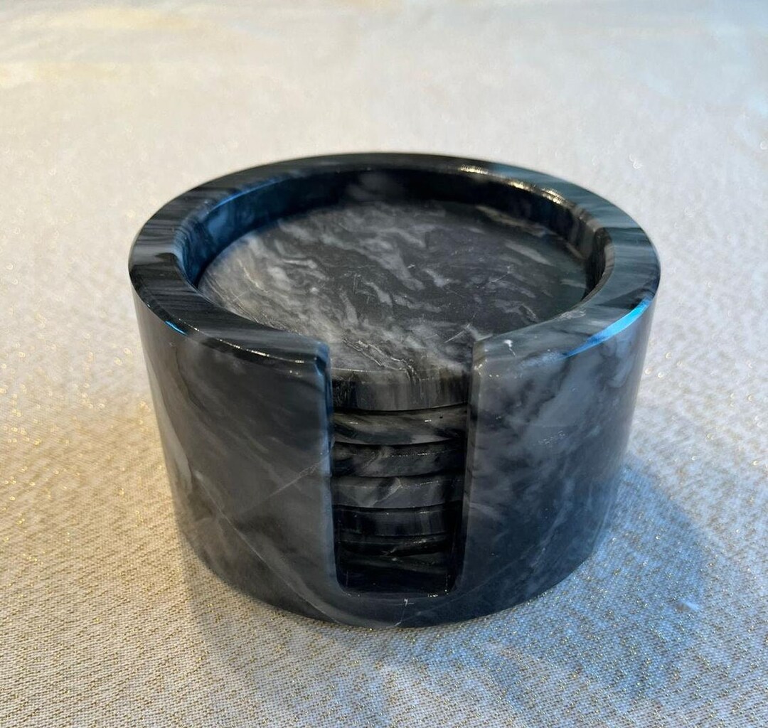 Round Onyx Marble Coaster Set - Etsy