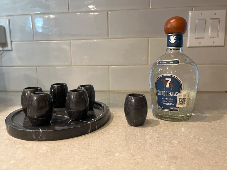 Onyx Marble Tequila Shot Glass Set With Tray - Etsy