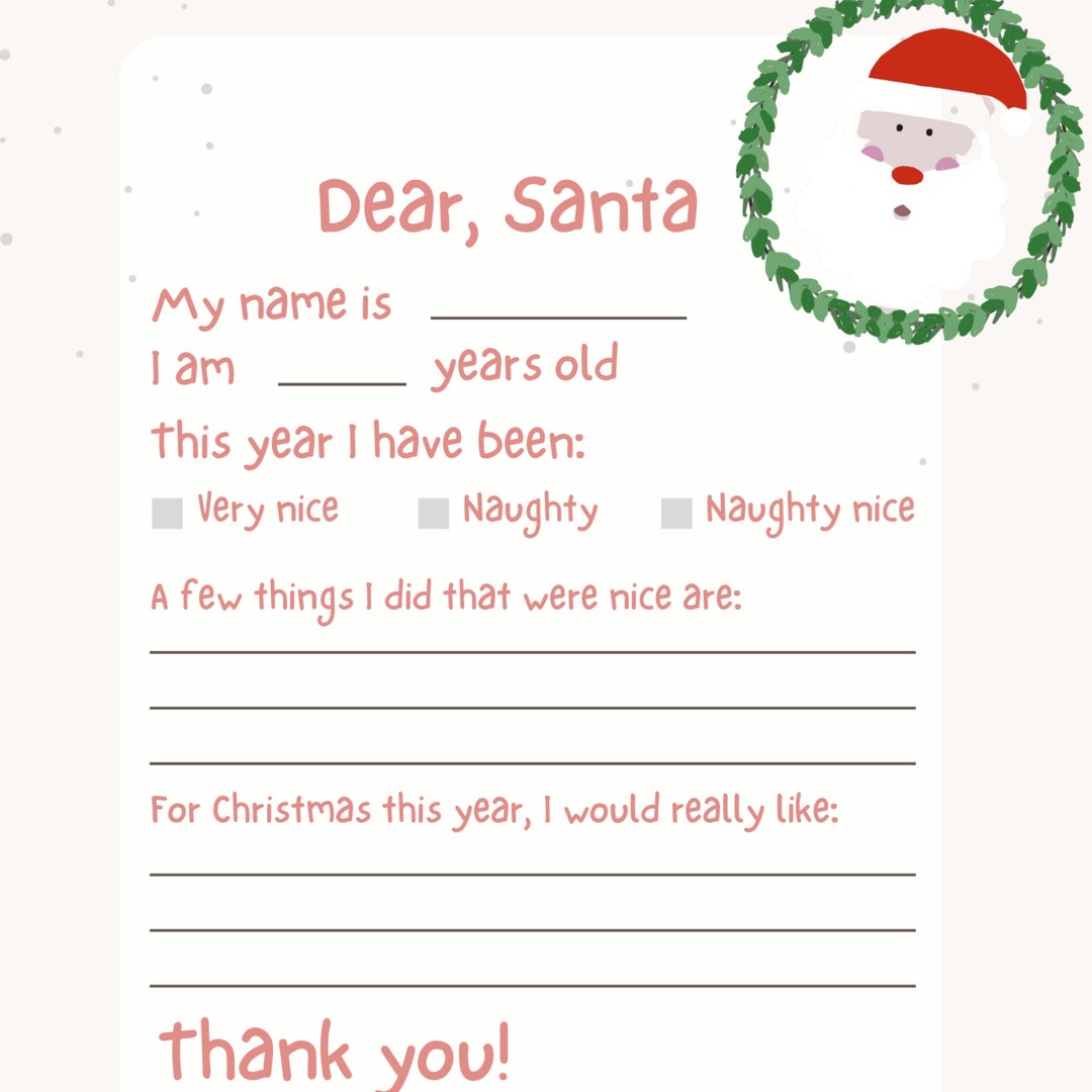 Santa Letter, Handmade Drawing, Christmas, Holidays, Canva Download - Etsy