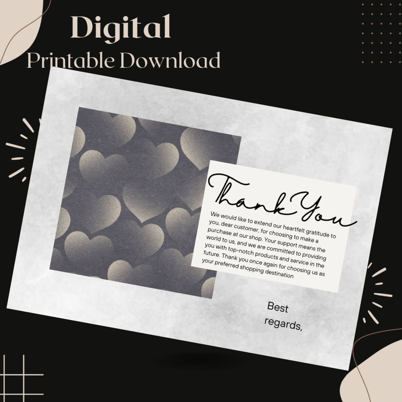 Printable Thank You Card, Instant Download, Digital Thank You Card ...