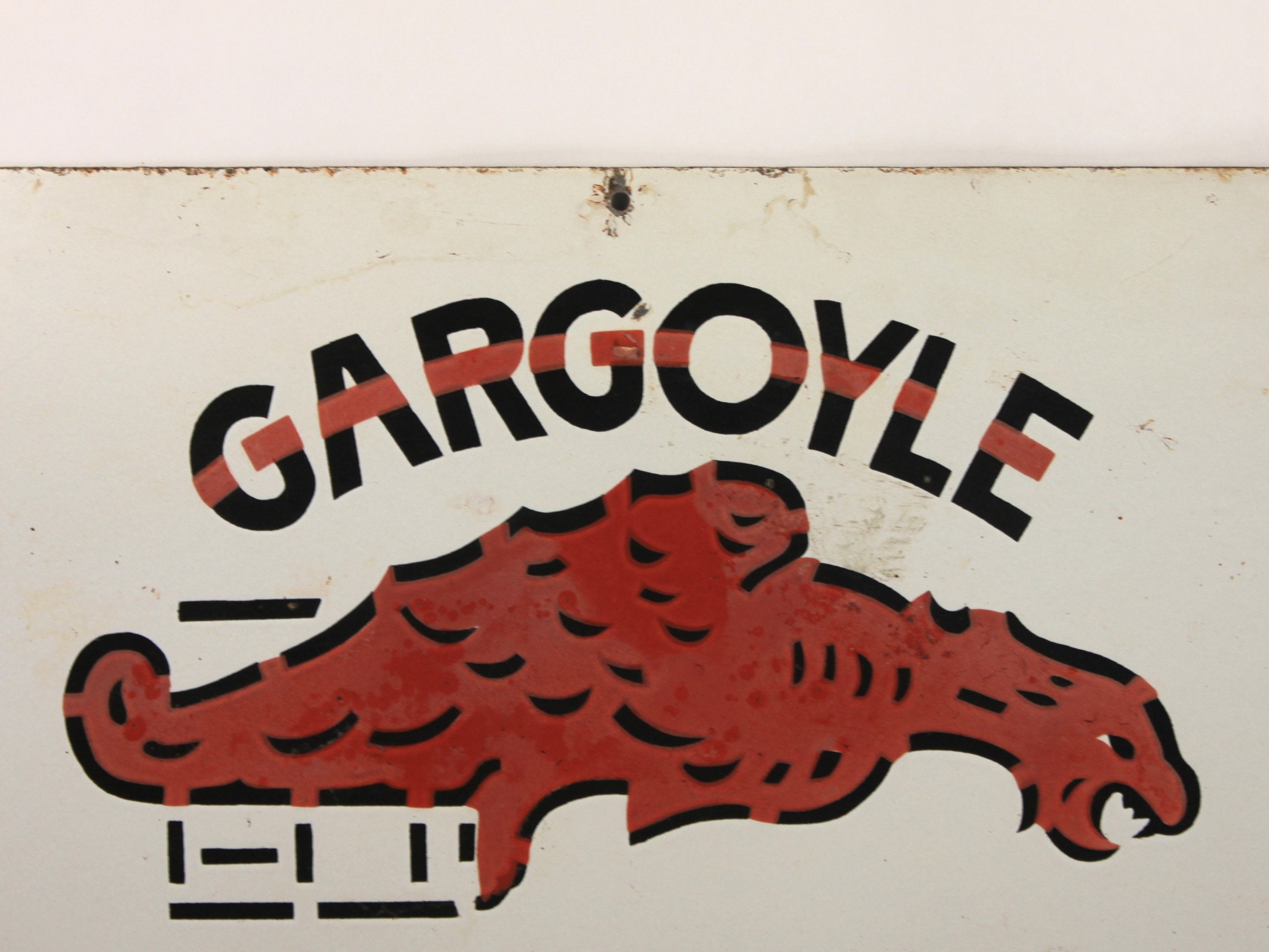 1920s Mobiloil Gargoyle Vacuum Oil Company Porcelain Advertising Sign ...