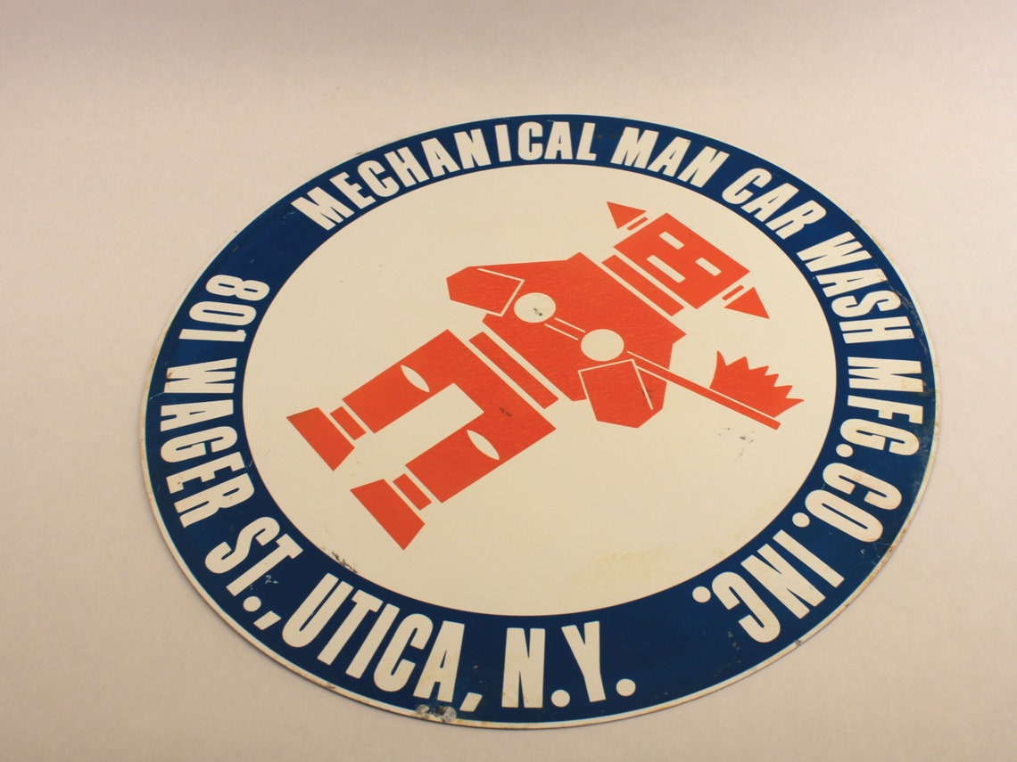 1950s Mechanical Man Car Wash Manufacturing Co Advertising Sign Utica ...