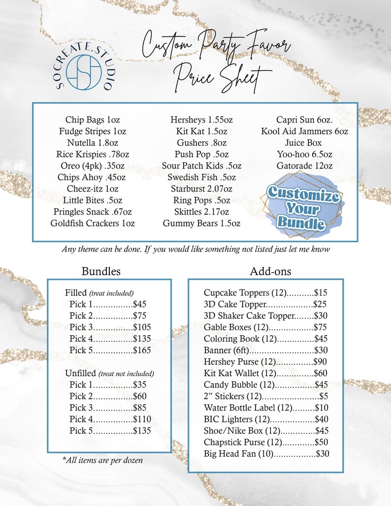 Custom Party Favor Bundle - Etsy