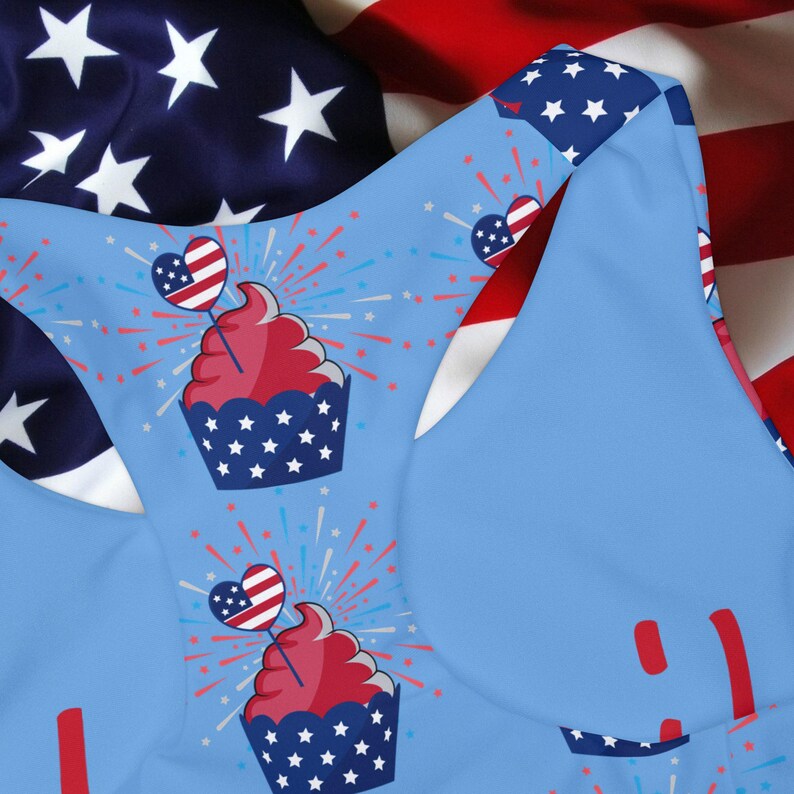 Girls Two-piece Patriotic Red White Blue Cupcake American Flag Stars ...