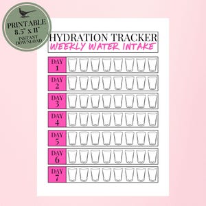 Hydration Tracker Printable | Water Intake Tracker Printable | 8.5 X 11 ...