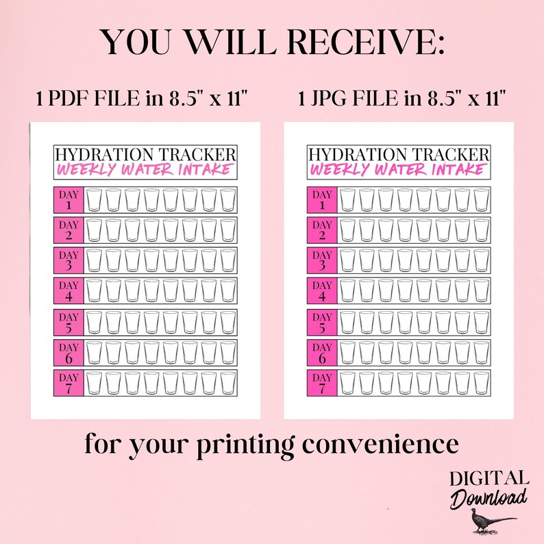 Hydration Tracker Printable | Water Intake Tracker Printable | 8.5 X 11 ...