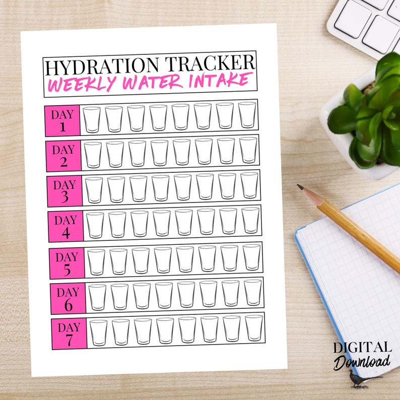 Hydration Tracker Printable | Water Intake Tracker Printable | 8.5 X 11 ...