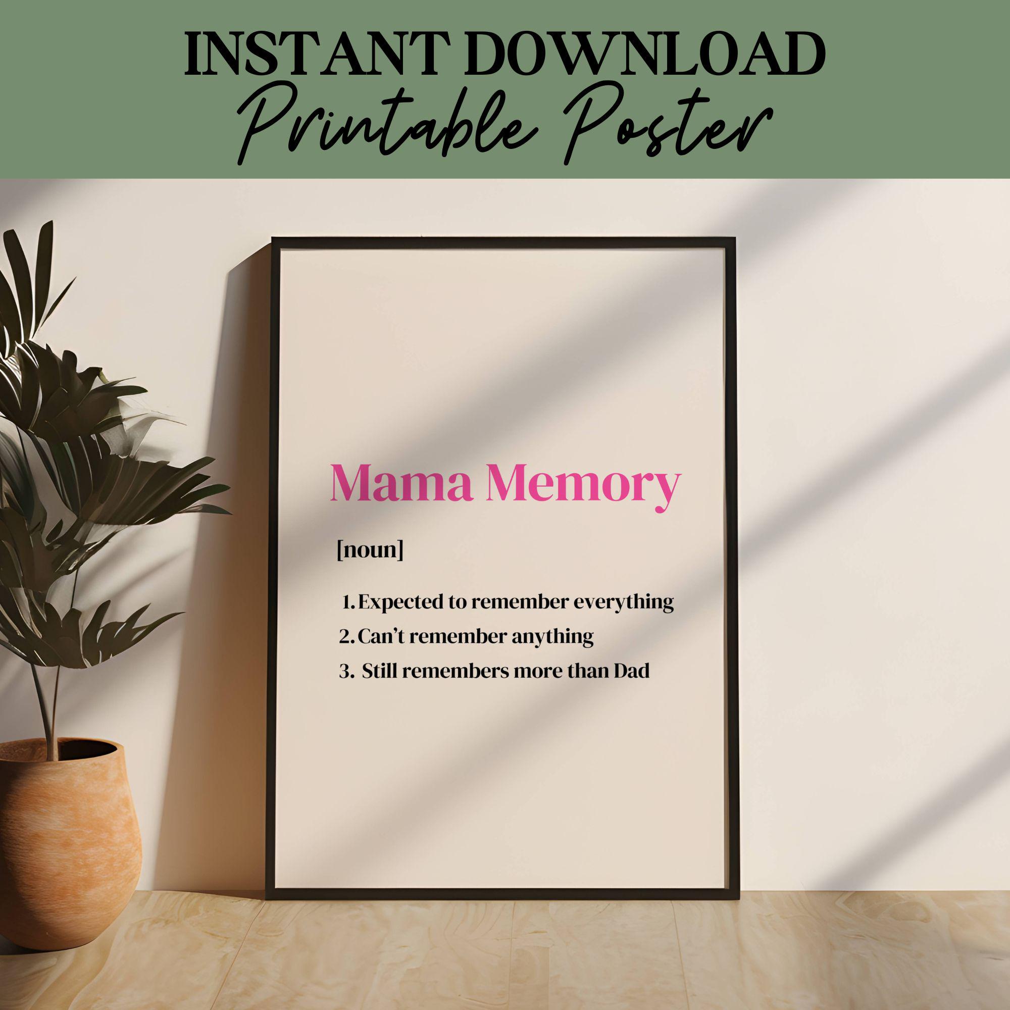 Printable 'mama Memory' Definition Poster | Mother Definition Printable ...