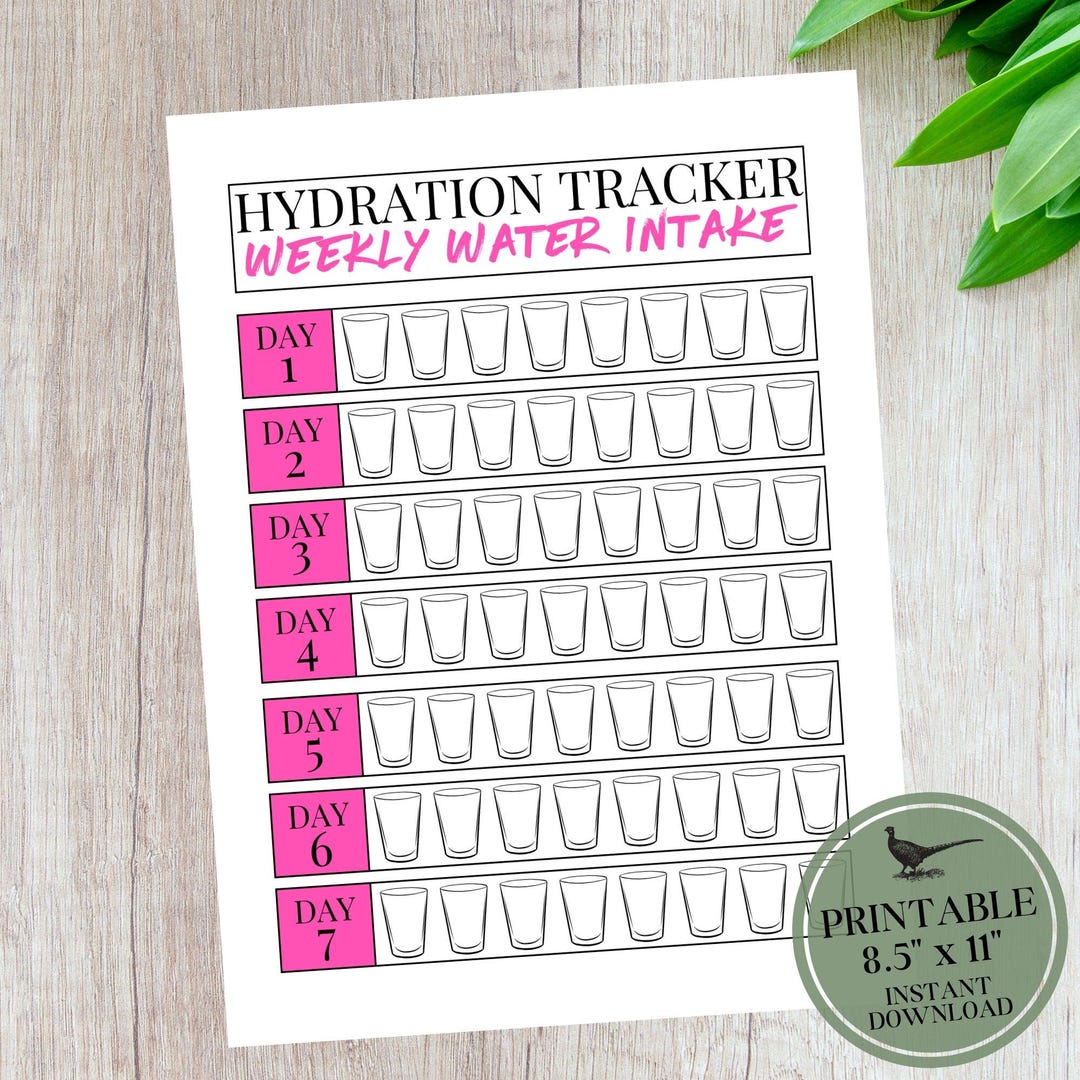 Hydration Tracker Printable | Water Intake Tracker Printable | 8.5 X 11 ...