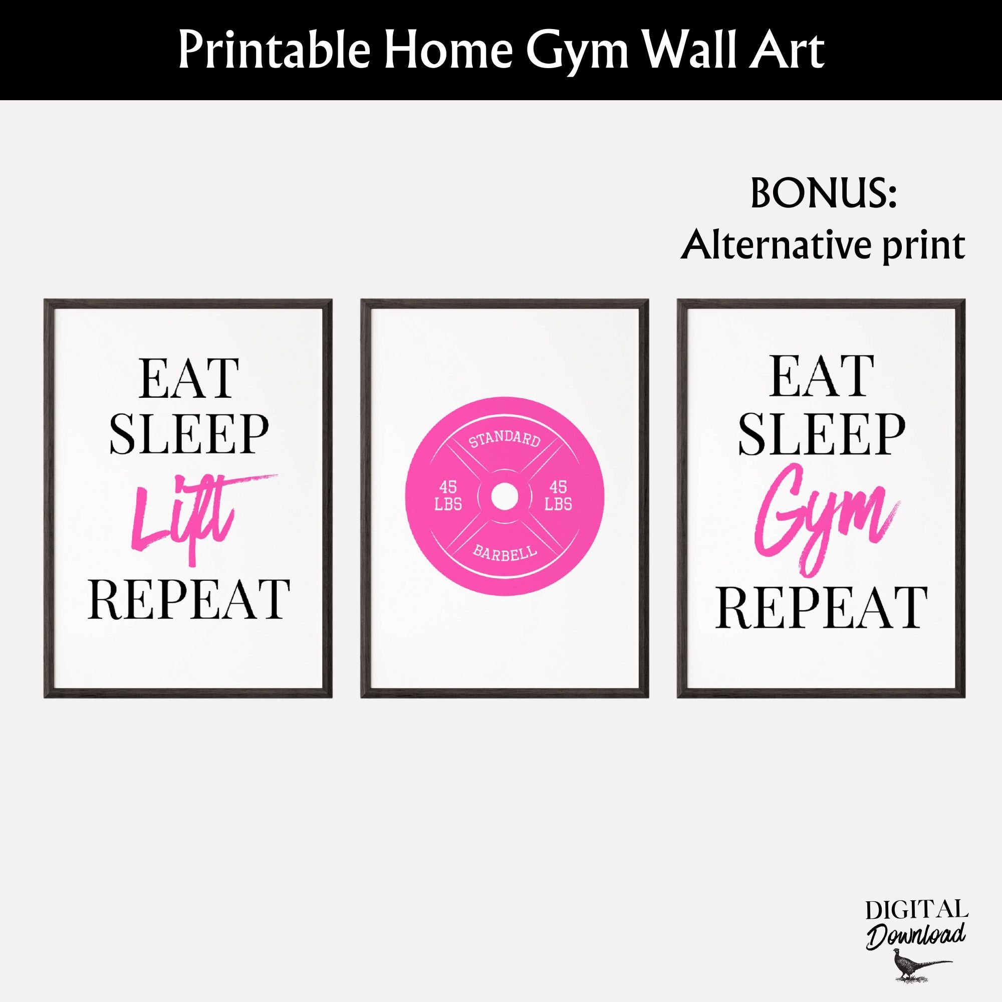 20 Home Gym Printable Posters Women's Weightlifting Motivational Poster ...