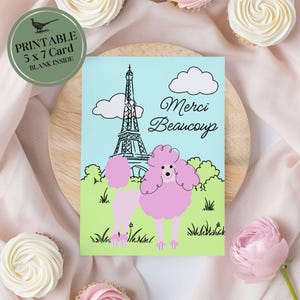 Printable 'merci Beaucoup' Card | Eiffel Tower Thank You Card ...