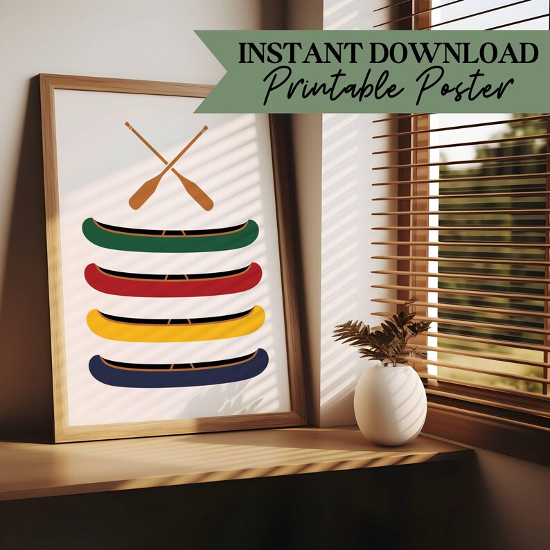 Printable Canoe Poster | Canoe Print | Lakehouse Wall Art | Digital ...