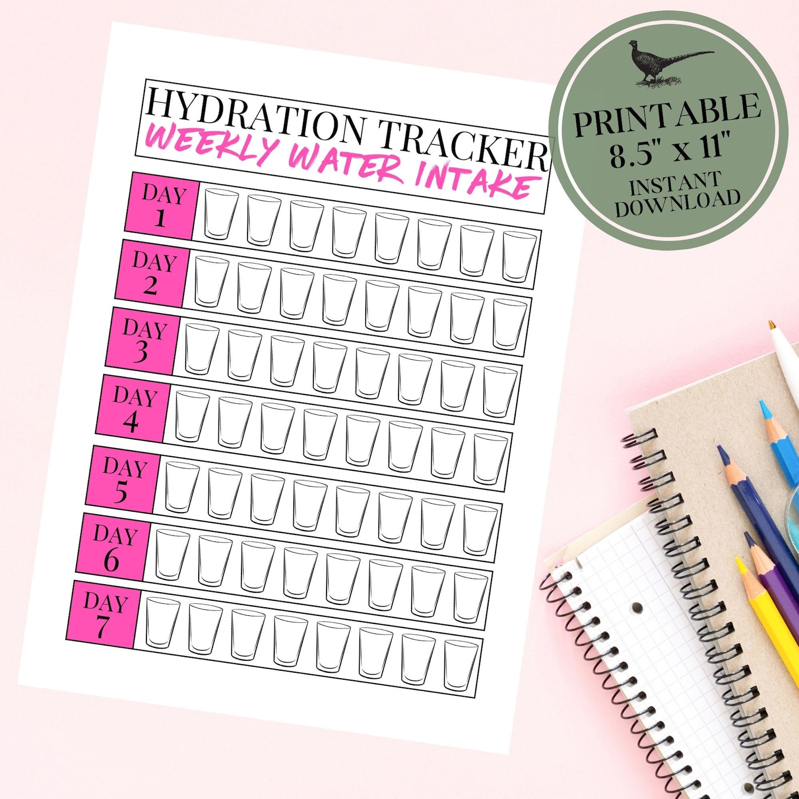 Hydration Tracker Printable | Water Intake Tracker Printable | 8.5 X 11 ...