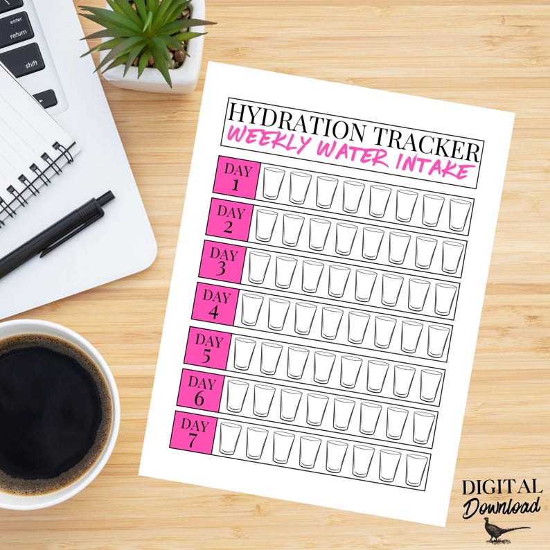 Hydration Tracker Printable Water Intake Tracker Printable 8.5 X 11 in ...