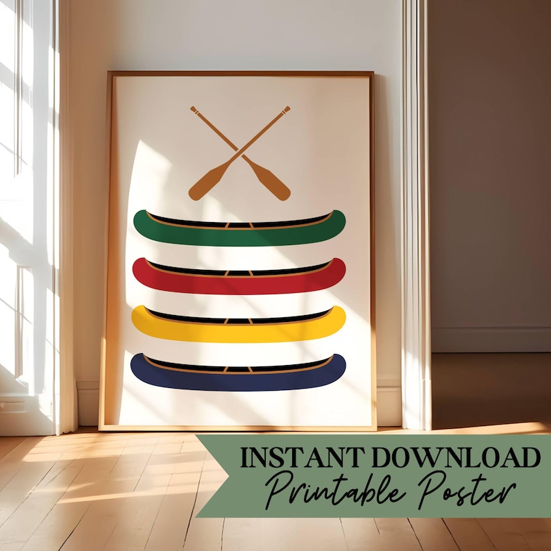 Printable Canoe Poster | Canoe Print | Lakehouse Wall Art | Digital ...