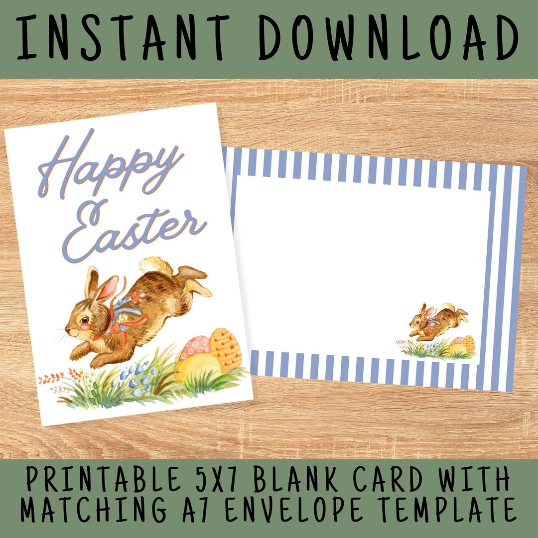 Printable Happy Easter Card | Vintage Style Easter Card | Digital ...