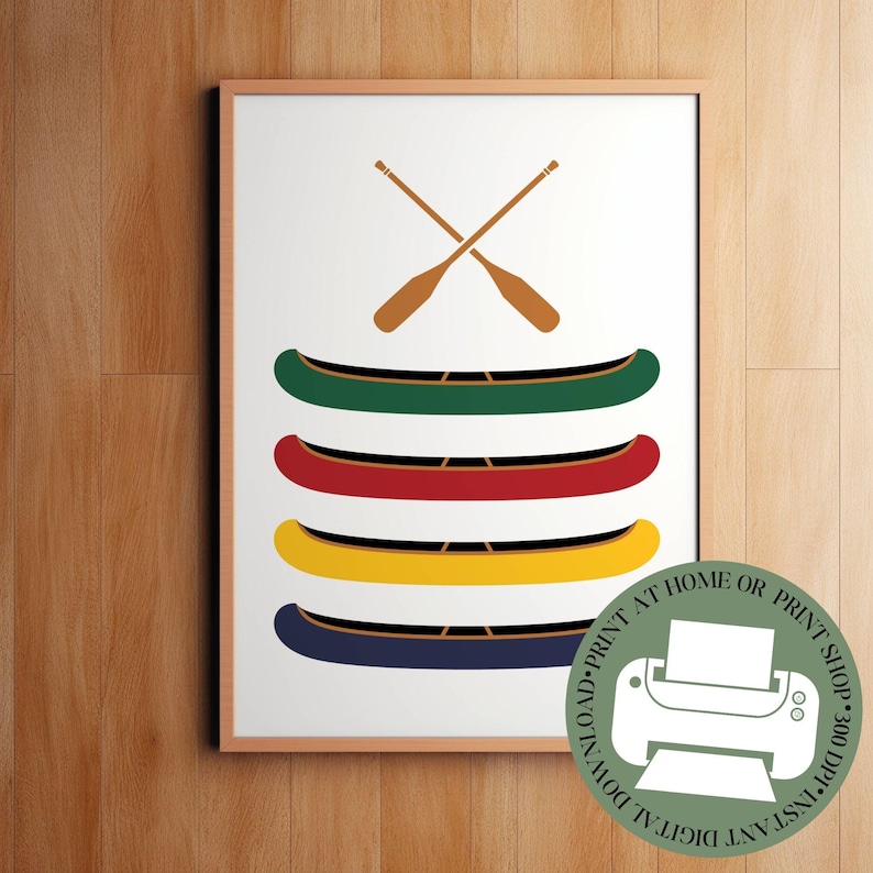 Printable Canoe Poster | Canoe Print | Lakehouse Wall Art | Digital ...
