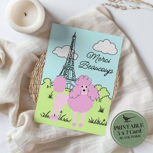 Printable 'merci Beaucoup' Card | Eiffel Tower Thank You Card ...