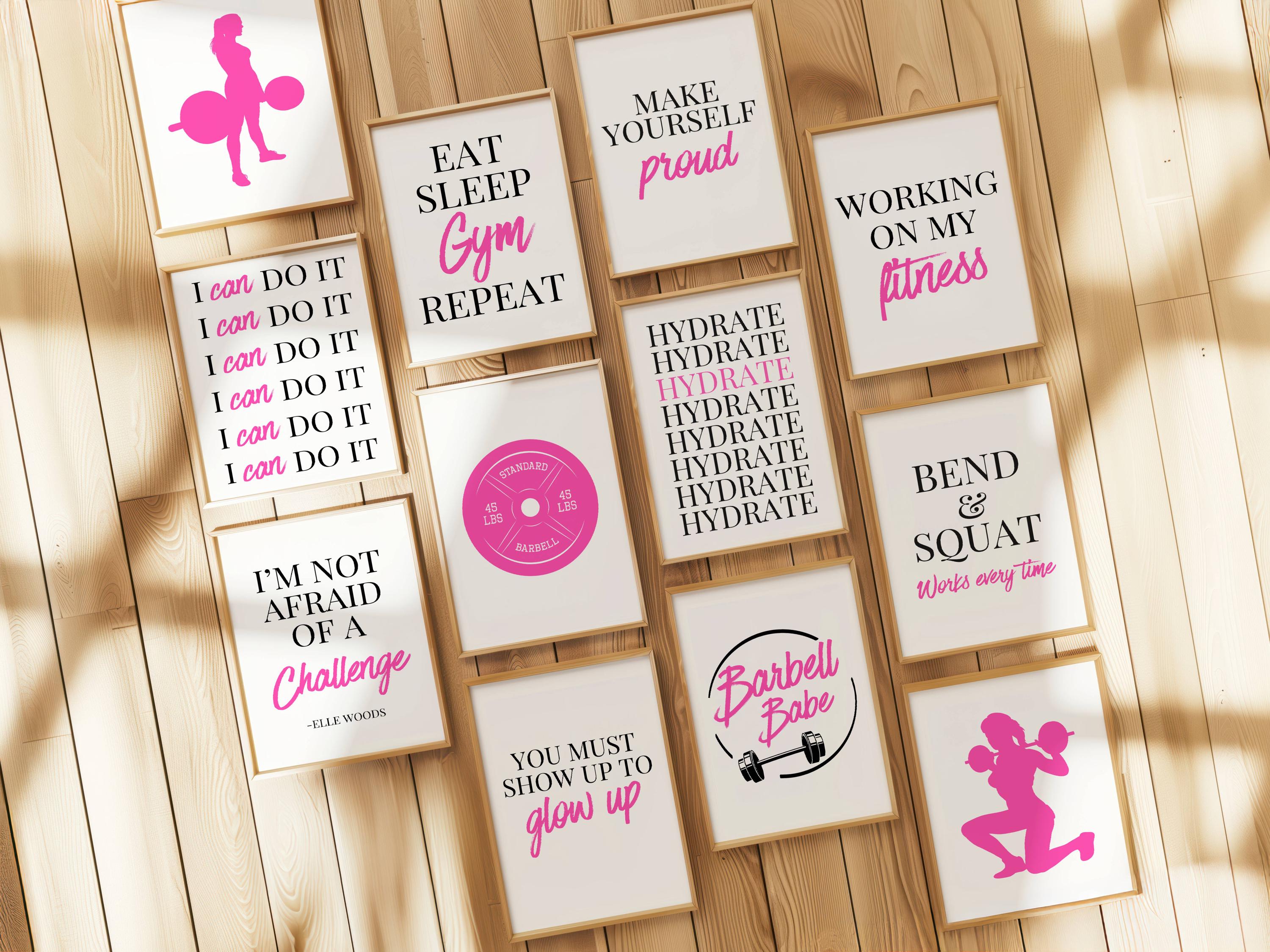 20 Home Gym Printable Posters Women's Weightlifting Motivational Poster ...