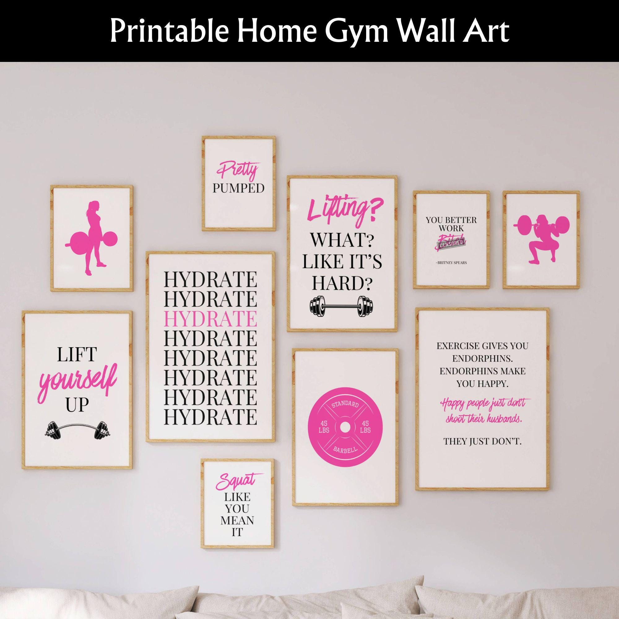 20 Home Gym Printable Posters Women's Weightlifting Motivational Poster ...