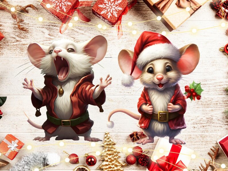 18 Funny Mouse Christmas Clipart,clipart Bundle,christmas Mouse,funny ...