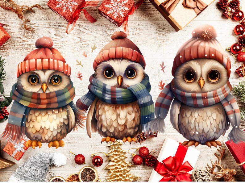 15 Owl Christmas Clipart,chrismas Clipart,owl Clipart,owl Png ...