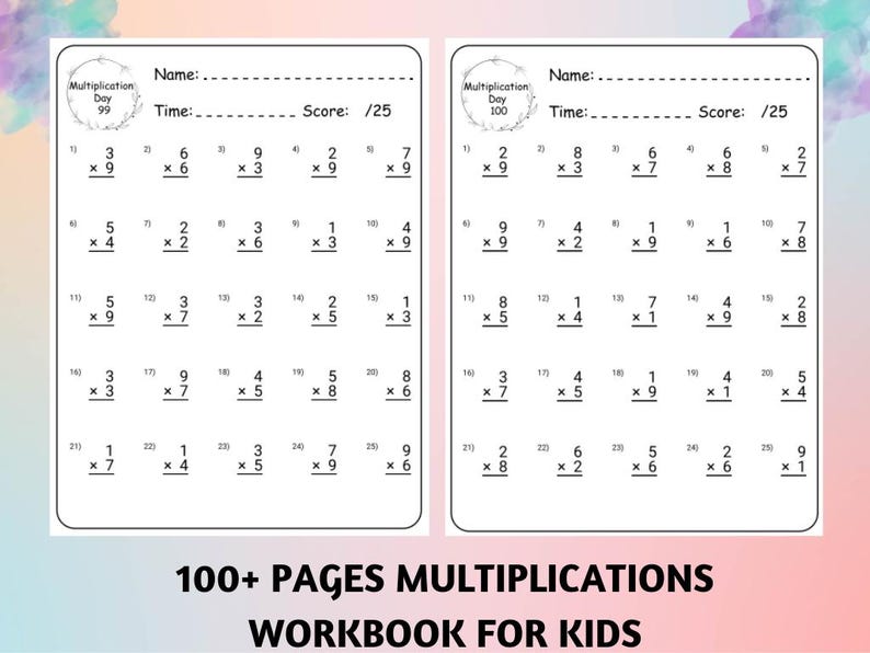 100 Multiplication Math Activity,home School Maths,maths Worksheets ...