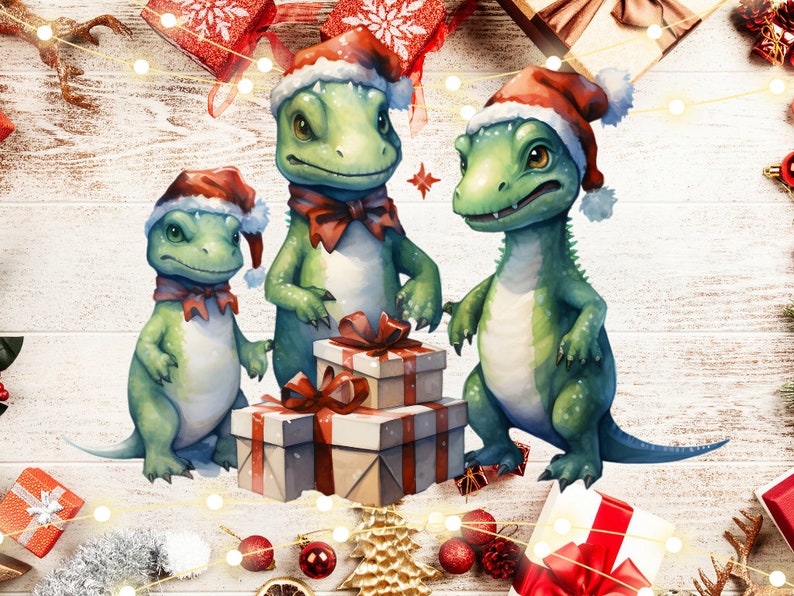 40 Cute Christmas Dinosaurs Clipart Dinosaurs Clipart - Etsy