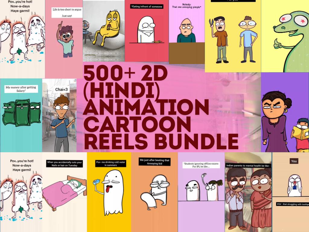 500+ 2D Animation Cartoon Reels Bundle,instagram Reels,reel Videos ...
